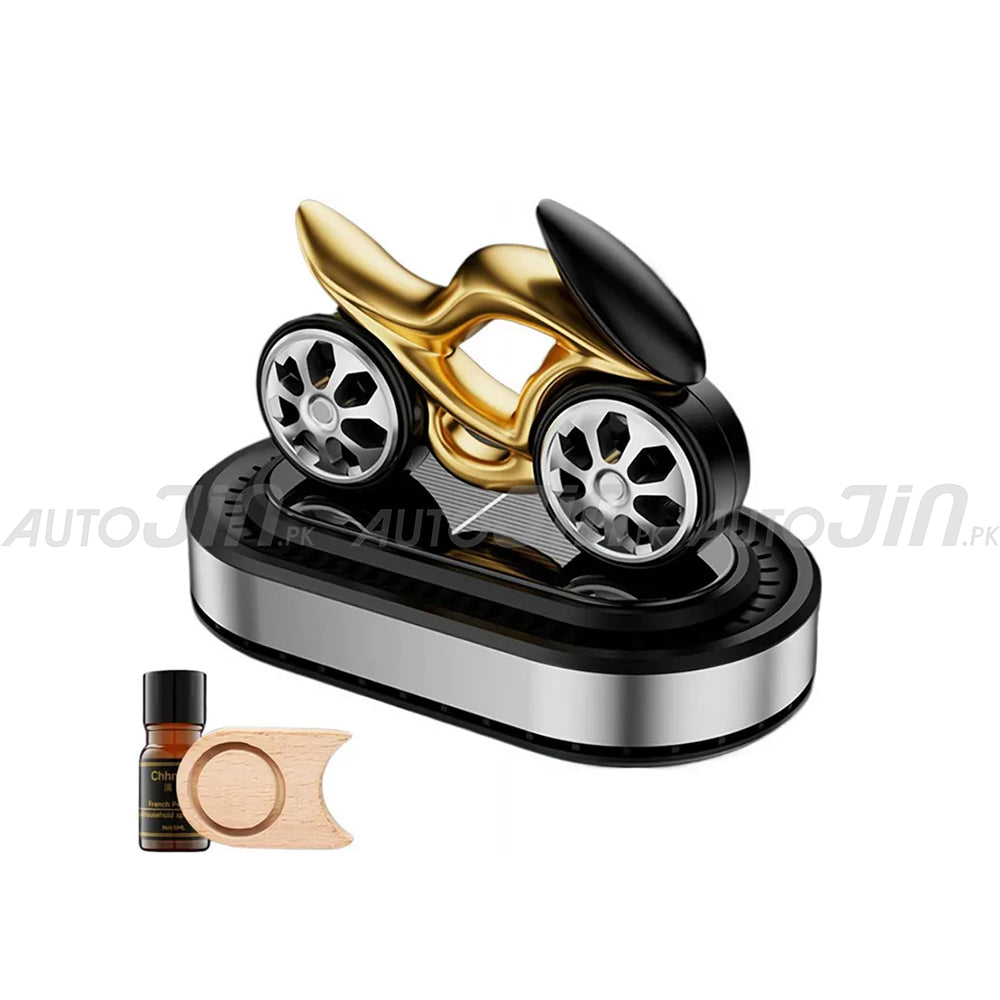 Rotating Bike Shaped Ornament Aromatherapy Creative Solar Air Freshene